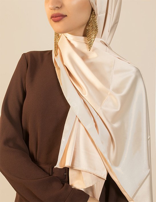 The Lux Satin Hijab (White Gold) – Um Anas – Islamic clothing, Hijabs ...