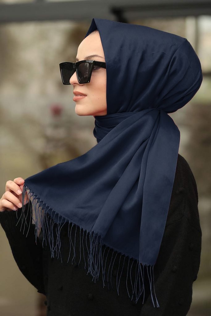 Navy Blue Satin Plain Hijab – Um Anas – Islamic clothing, Hijabs, Abaya ...